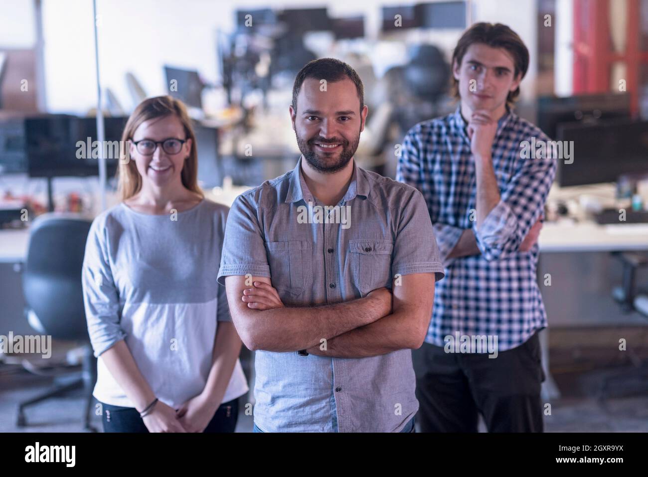 start up business team portrait at modern office interior Stock Photo ...