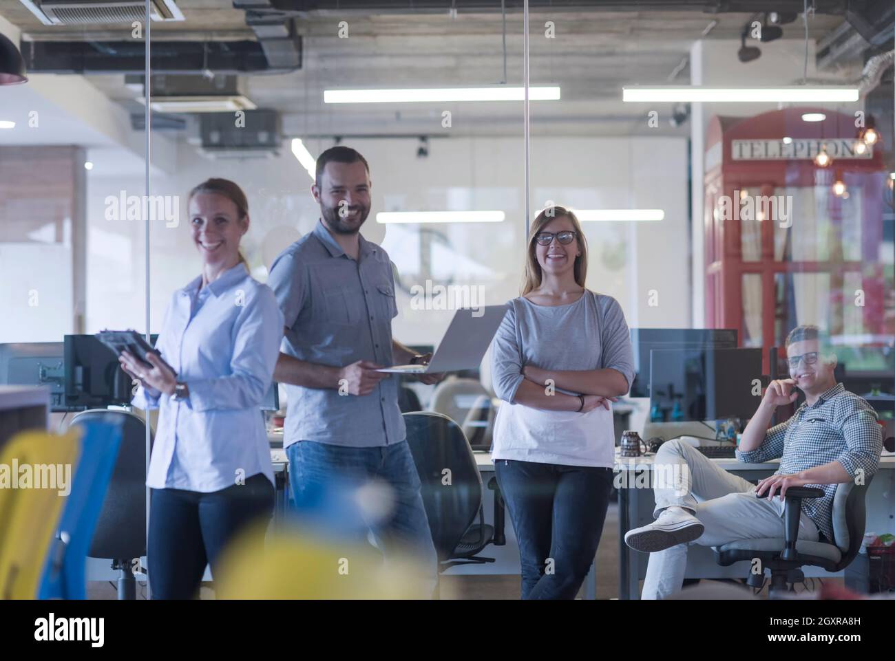 start up business team portrait at modern office interior Stock Photo ...
