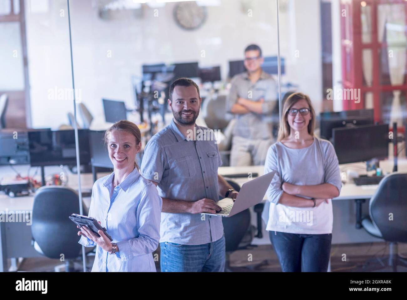 start up business team portrait at modern office interior Stock Photo ...