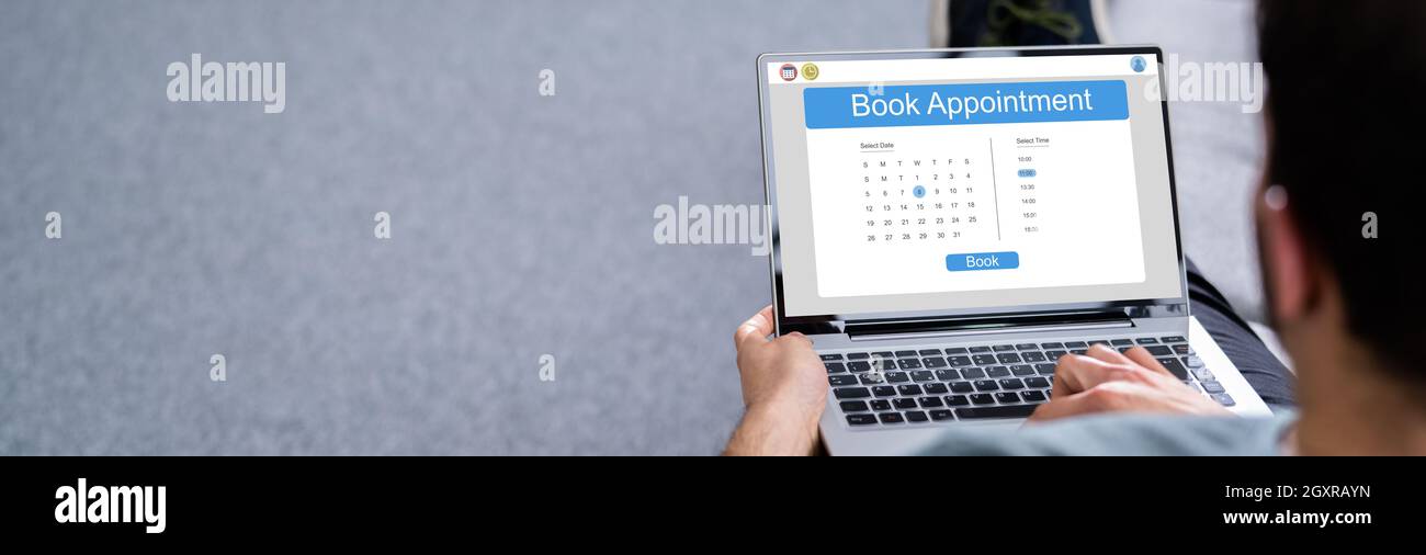 Booking Meeting Appointment On Laptop Computer Online Stock Photo - Alamy