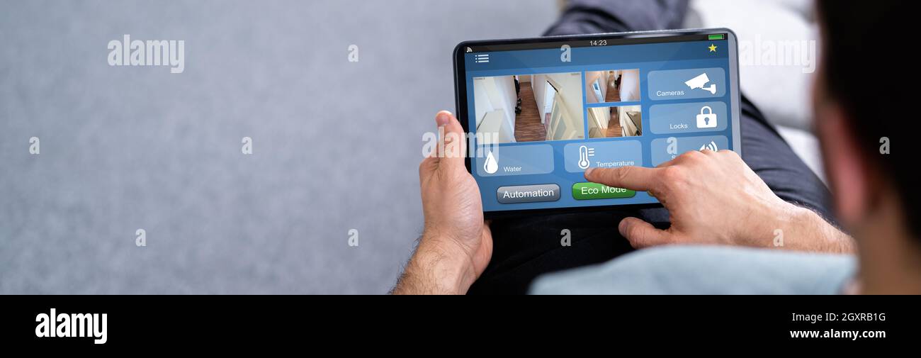 Security System Technology And Surveillance Apps On Tablet Stock Photo ...
