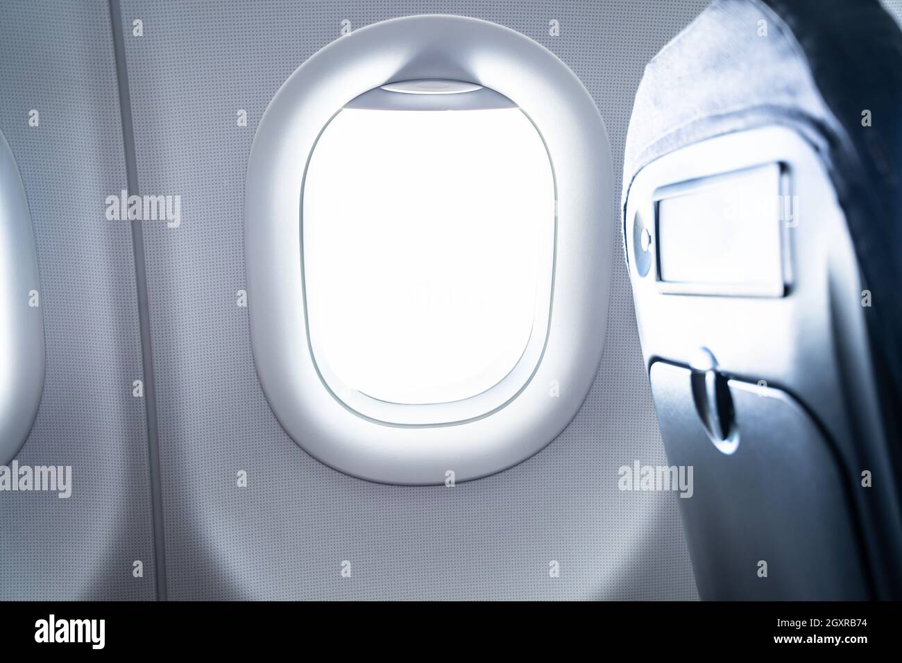 Airplane Window Seat. Economy Class Travel. Aircraft Interior Stock ...