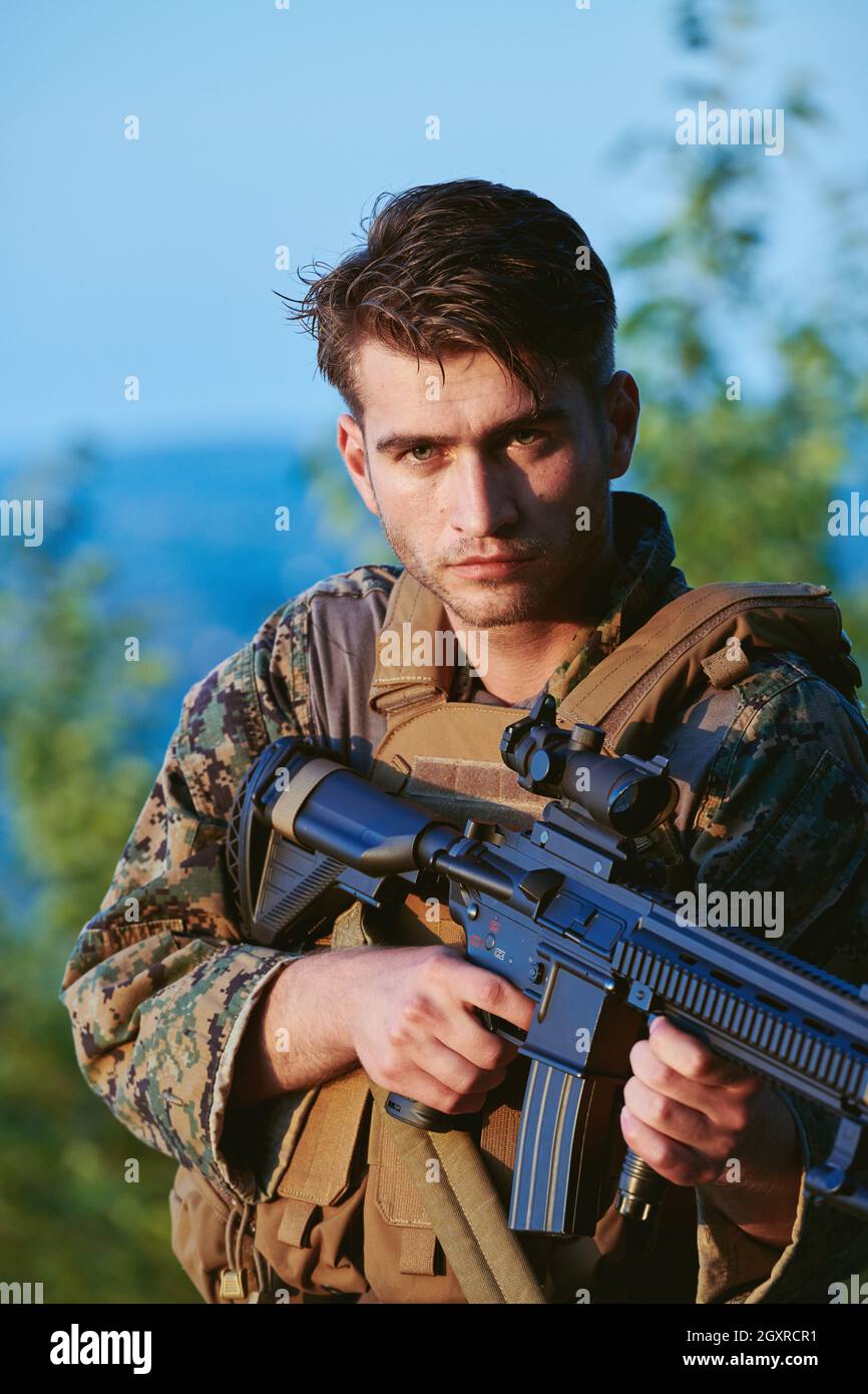 soldier portrait on sunset local hero urban legend authentic Stock ...