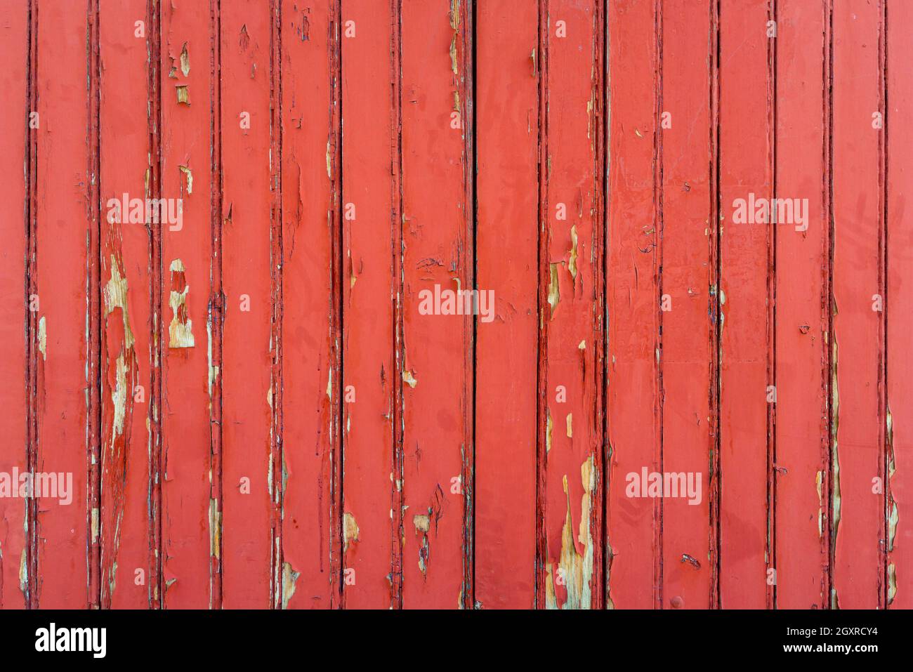 Red weathered wood wall background, peeling paint texture Stock Photo ...