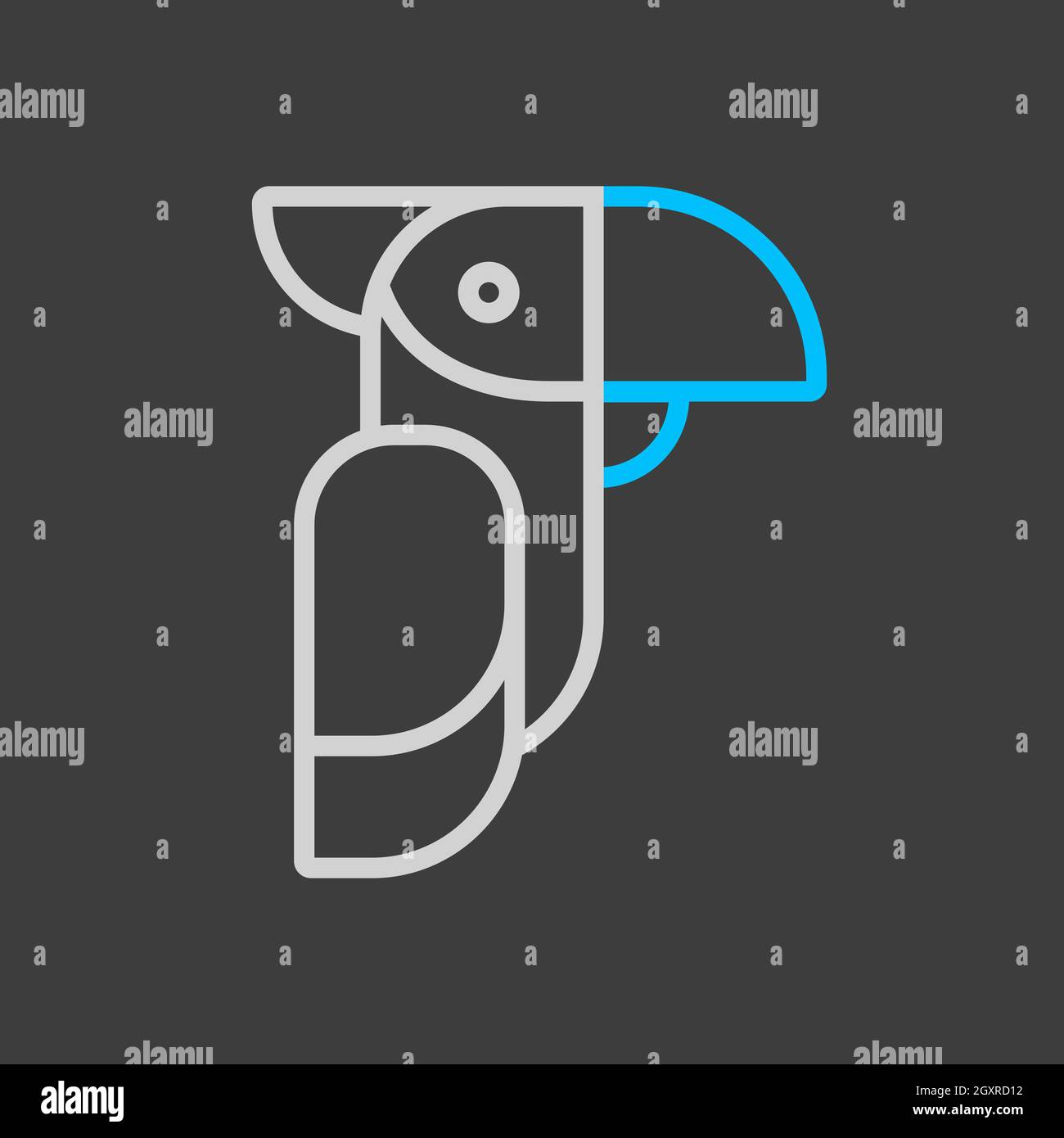 Parrot vector icon tropical birds on dark background. Pet animal sign ...