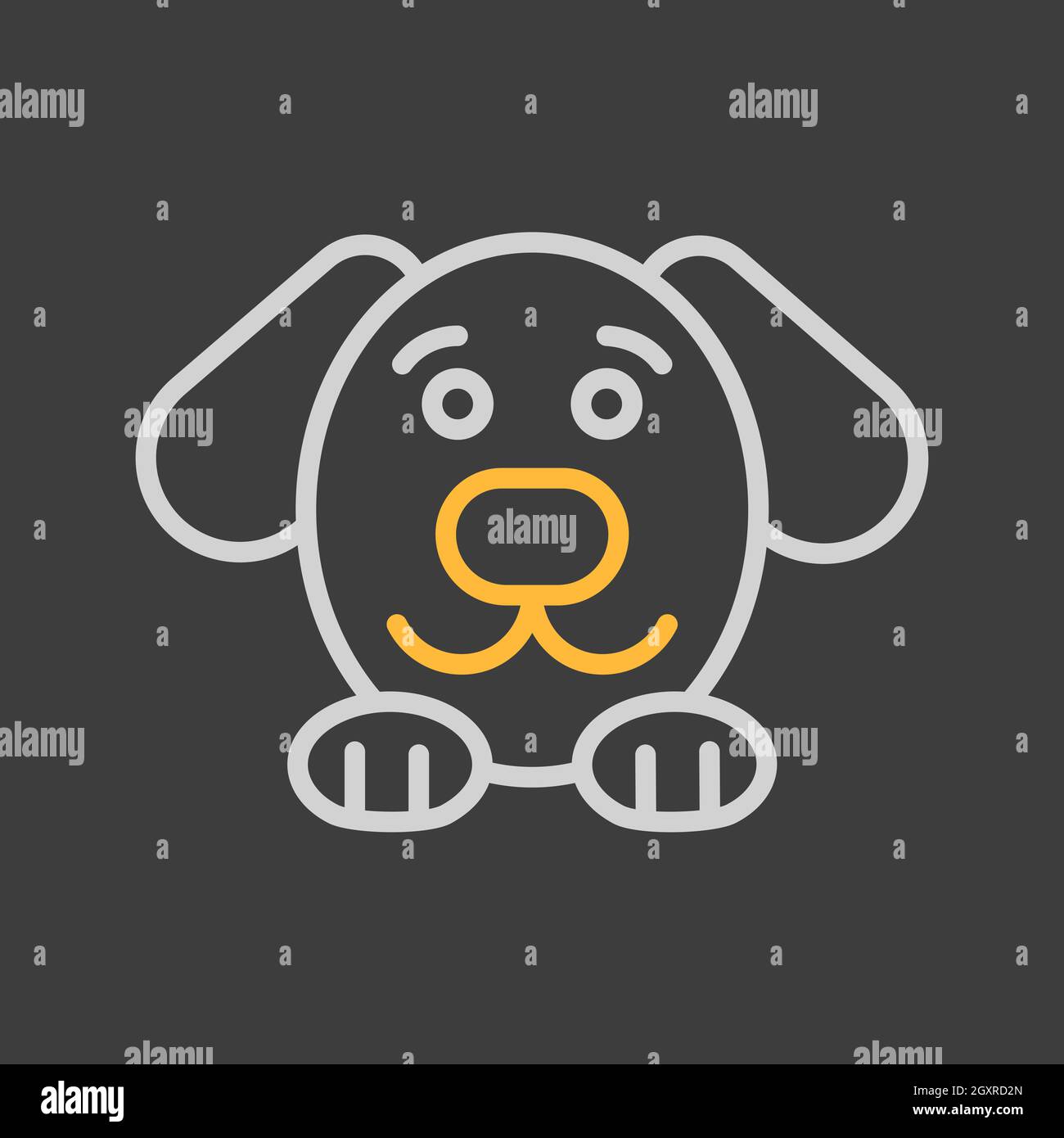 Dog vector icon on dark background. Pet animal sign. Graph symbol for ...