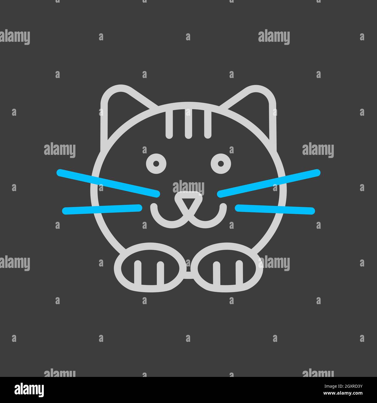 Cat vector icon on dark background. Pet animal sign. Graph symbol for ...