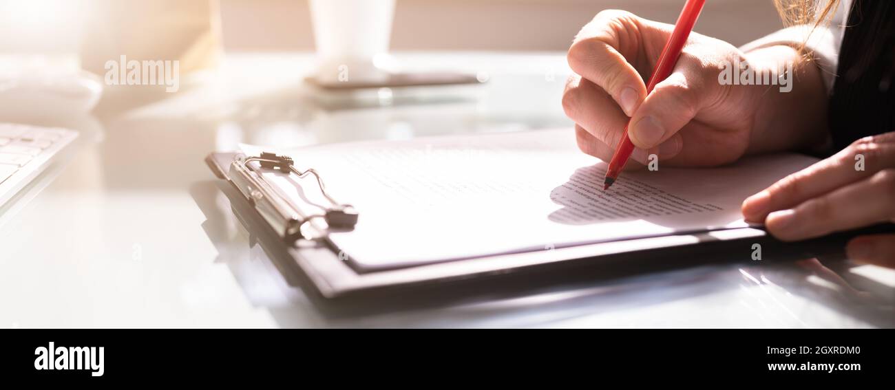 Script Grammar And Spelling Edit. Book Text Proofreading Stock Photo ...