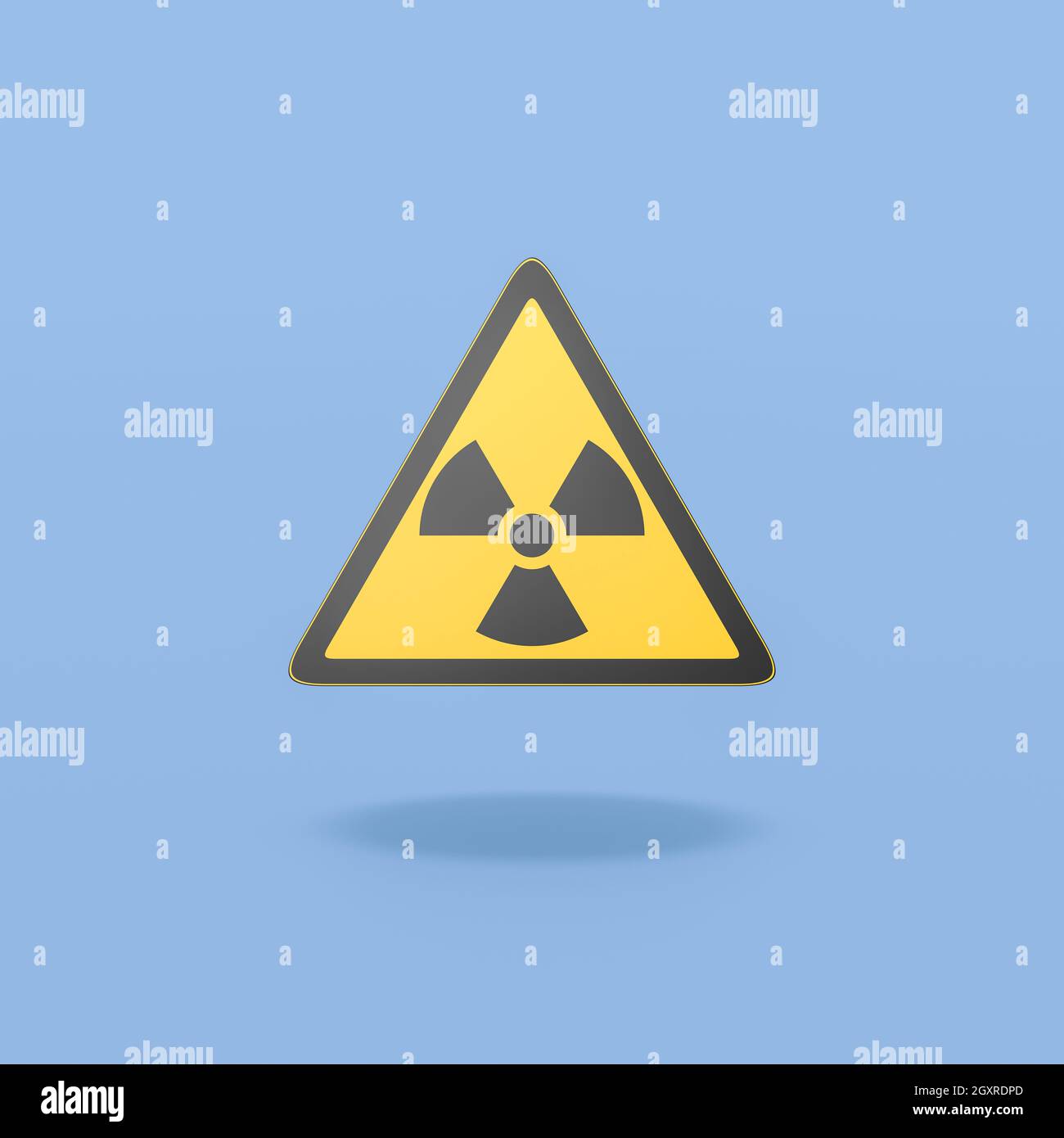 Ionizing Radiation Hazard Symbol Isolated on Flat Blue Background with ...
