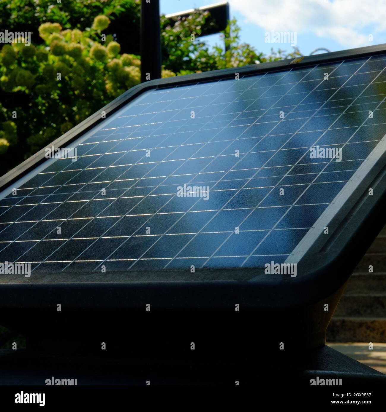 Colseup small blue solar panel renewable energy source Stock Photo - Alamy