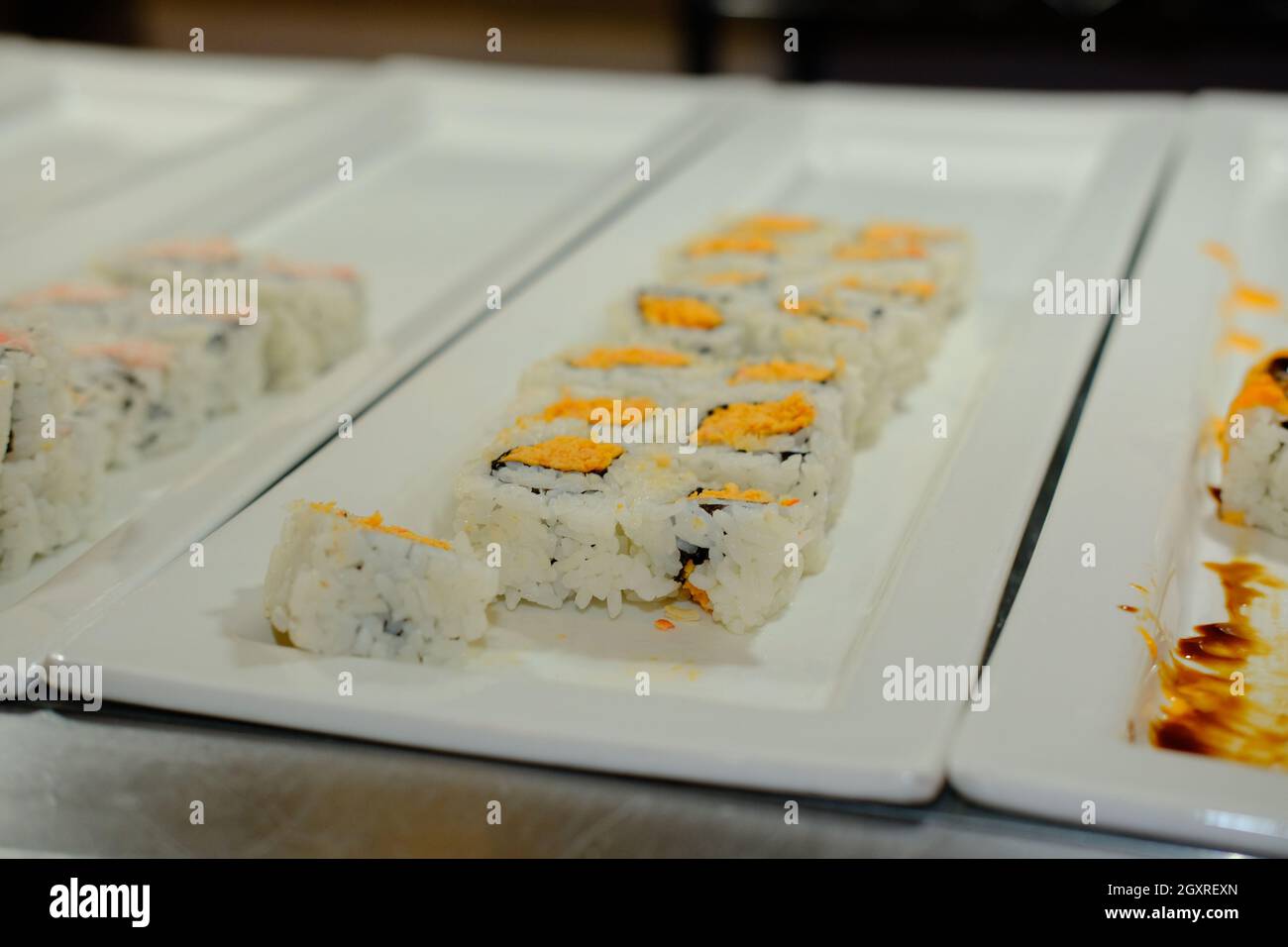 Japanese food buffet self service sushi and sashimi lunch or dinner ...