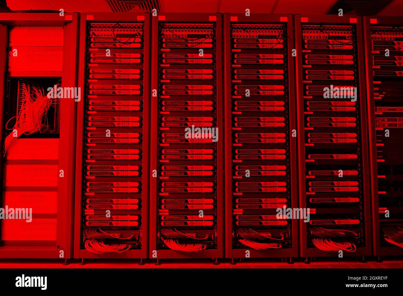 network server room with computers for digital tv ip communications and ...