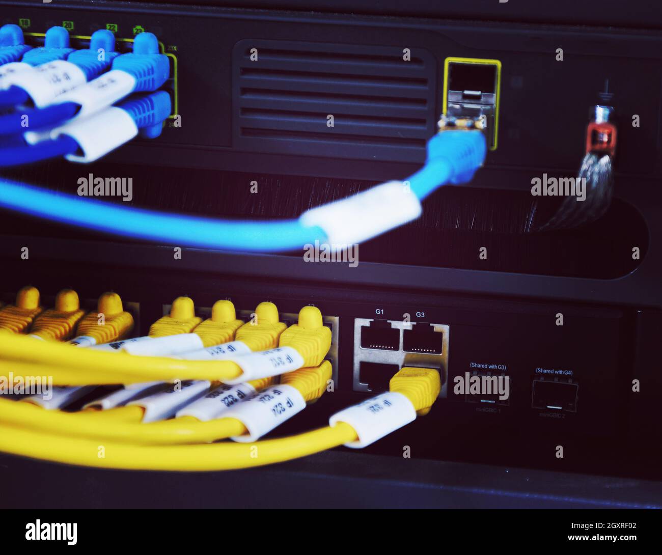 network server room with computers for digital tv ip communications and ...