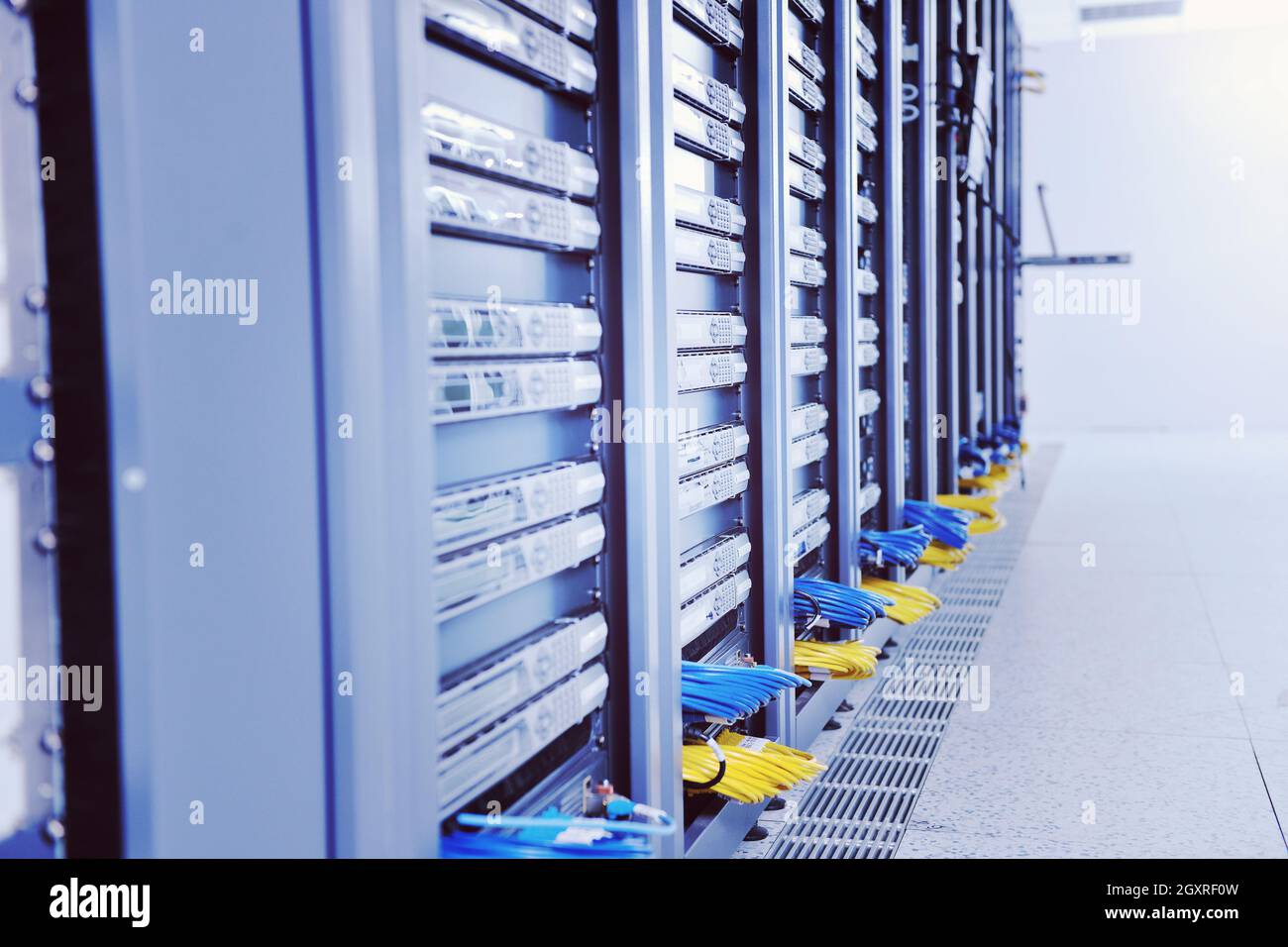 network server room with computers for digital tv ip communications and ...