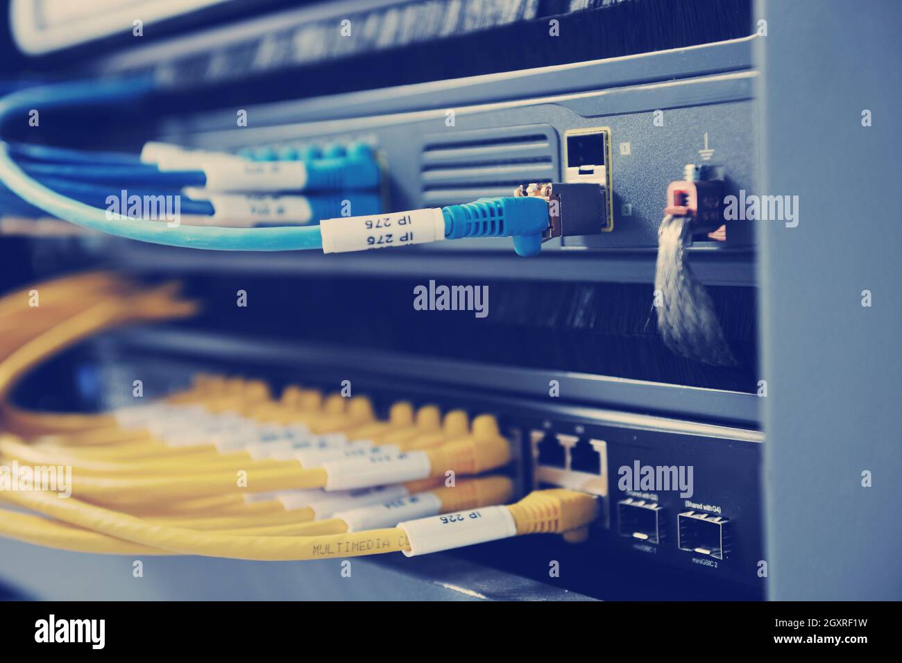 network server room with computers for digital tv ip communications and ...