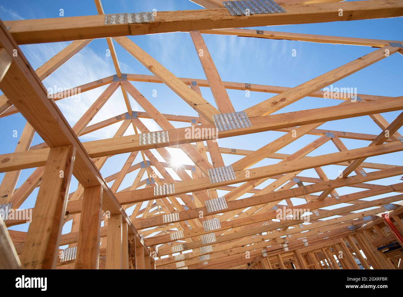 Wood Home Framing Abstract At Construction Site Stock Photo - Alamy