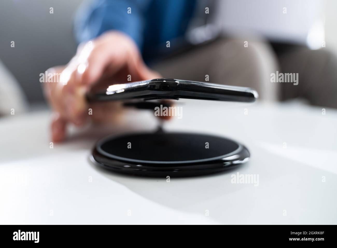 Wireless Inductive Phone Charger. Smartphone Battery Charge Stock Photo ...