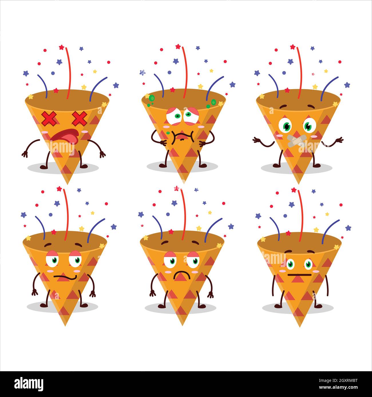 Red rocket firework cartoon character with nope expression. Vector ...