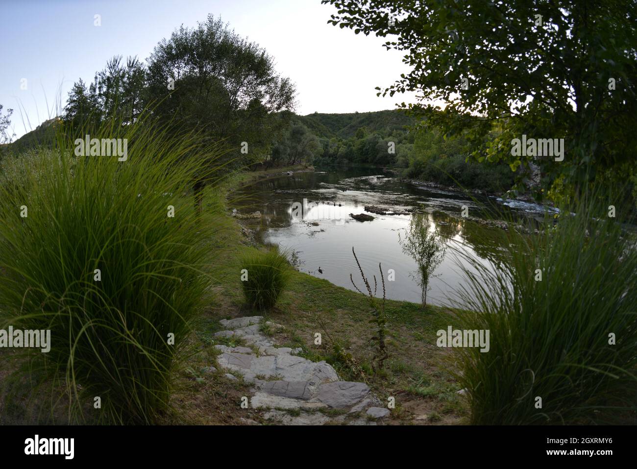 river in sunset in forest with blur effect Stock Photo - Alamy