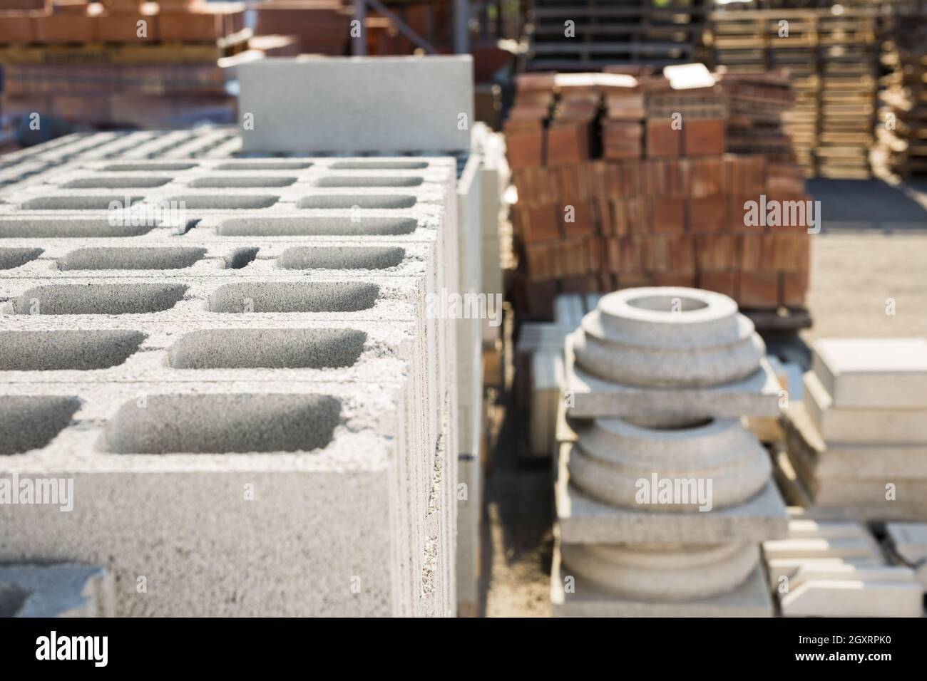Image of stacked bricks in a warehouse of building materials Stock ...