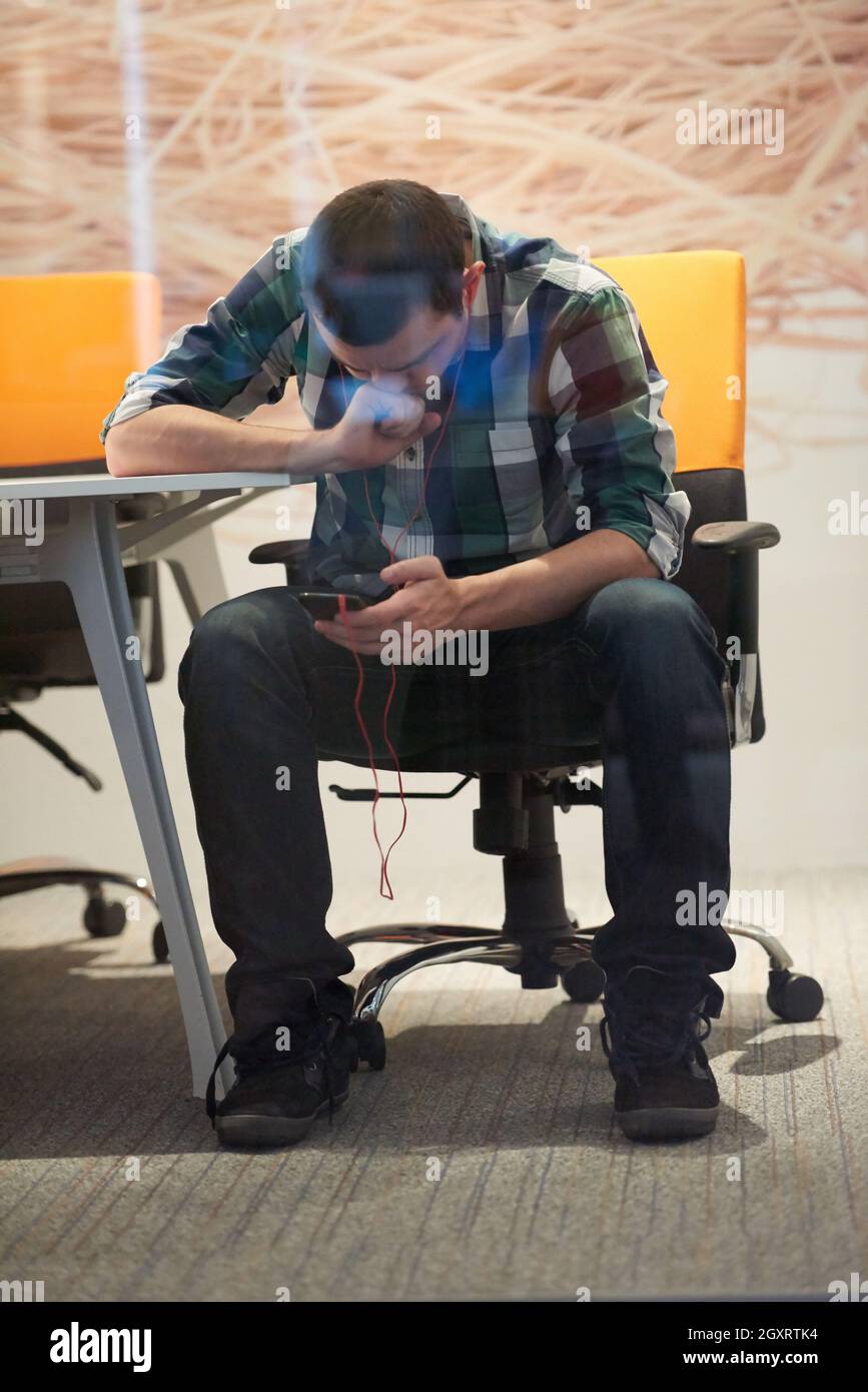 startup business, software developer working on computer at modern ...