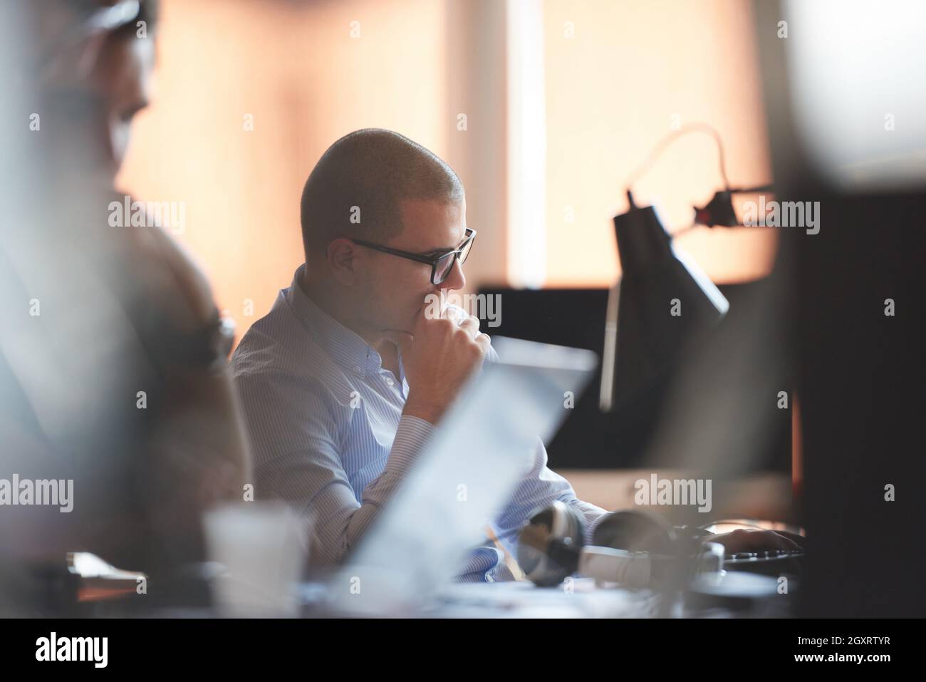 startup business, software developer working on computer at modern ...