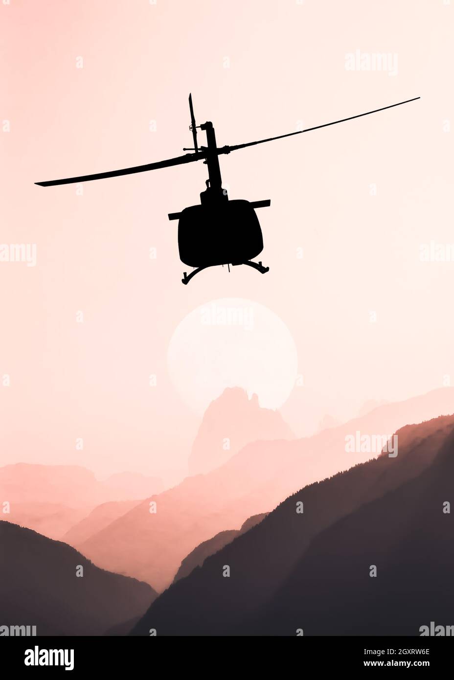 American utility military helicopter in the flight Stock Photo - Alamy