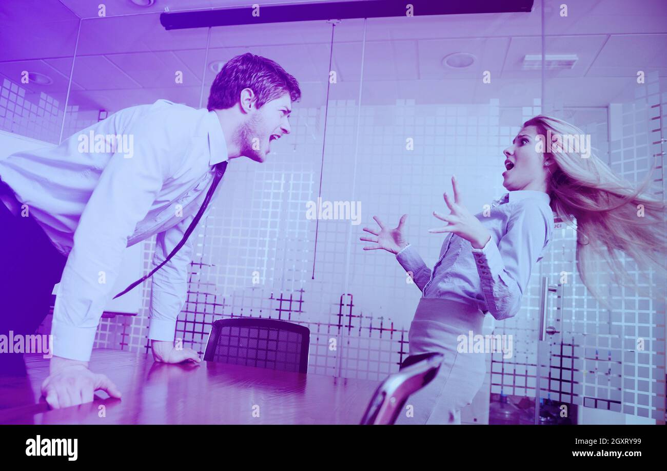 Angry business man screaming at employee in the office Stock Photo - Alamy