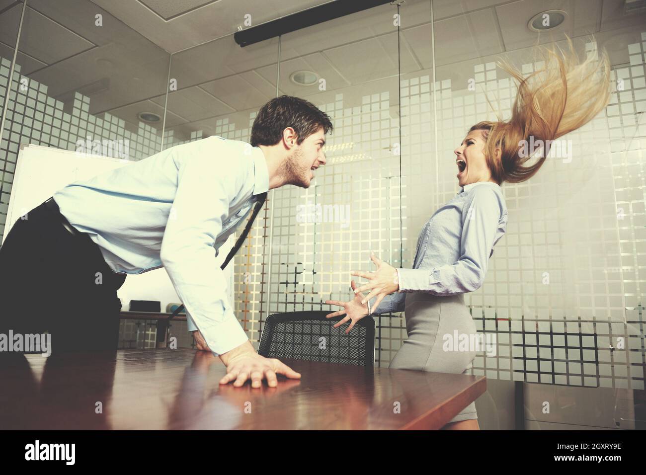 Angry business man screaming at employee in the office Stock Photo - Alamy