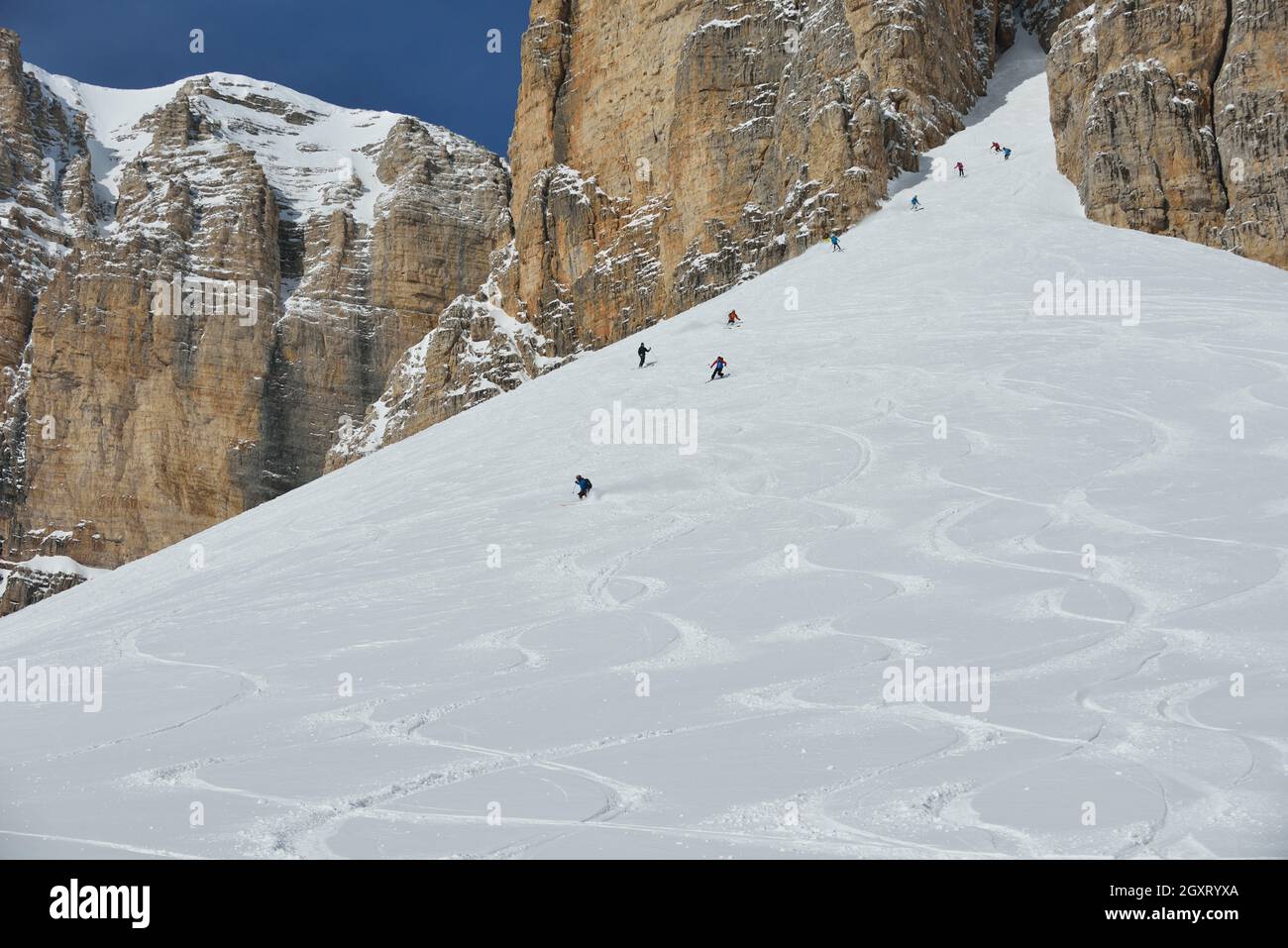 jumping skier at mountain winter snow fresh suny day Stock Photo - Alamy