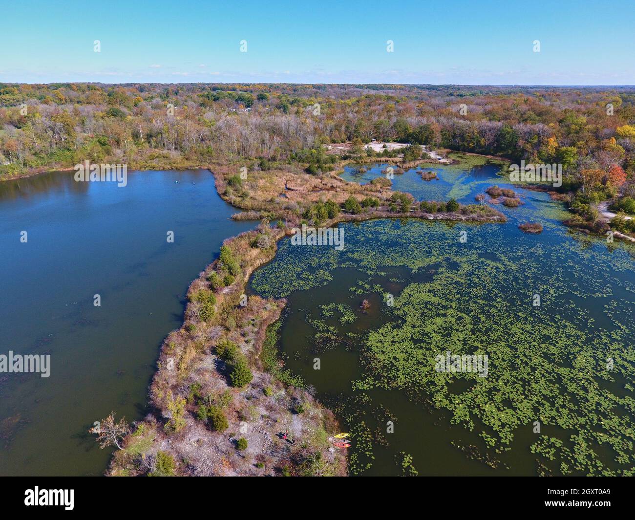 Aerial island water lilies in hi-res stock photography and images - Alamy