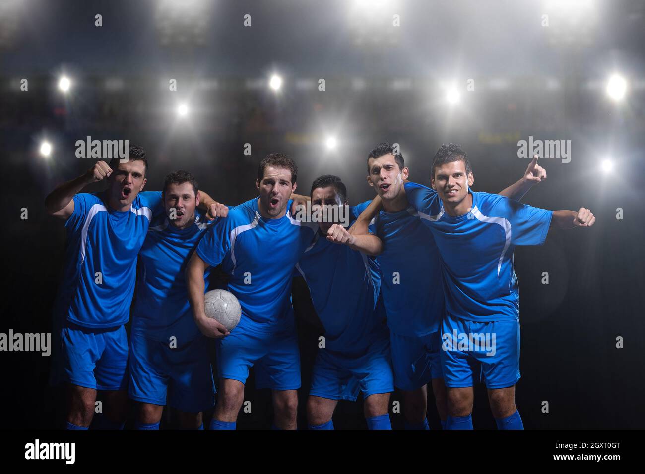 soccer players team group celebrating the victory and become champion ...