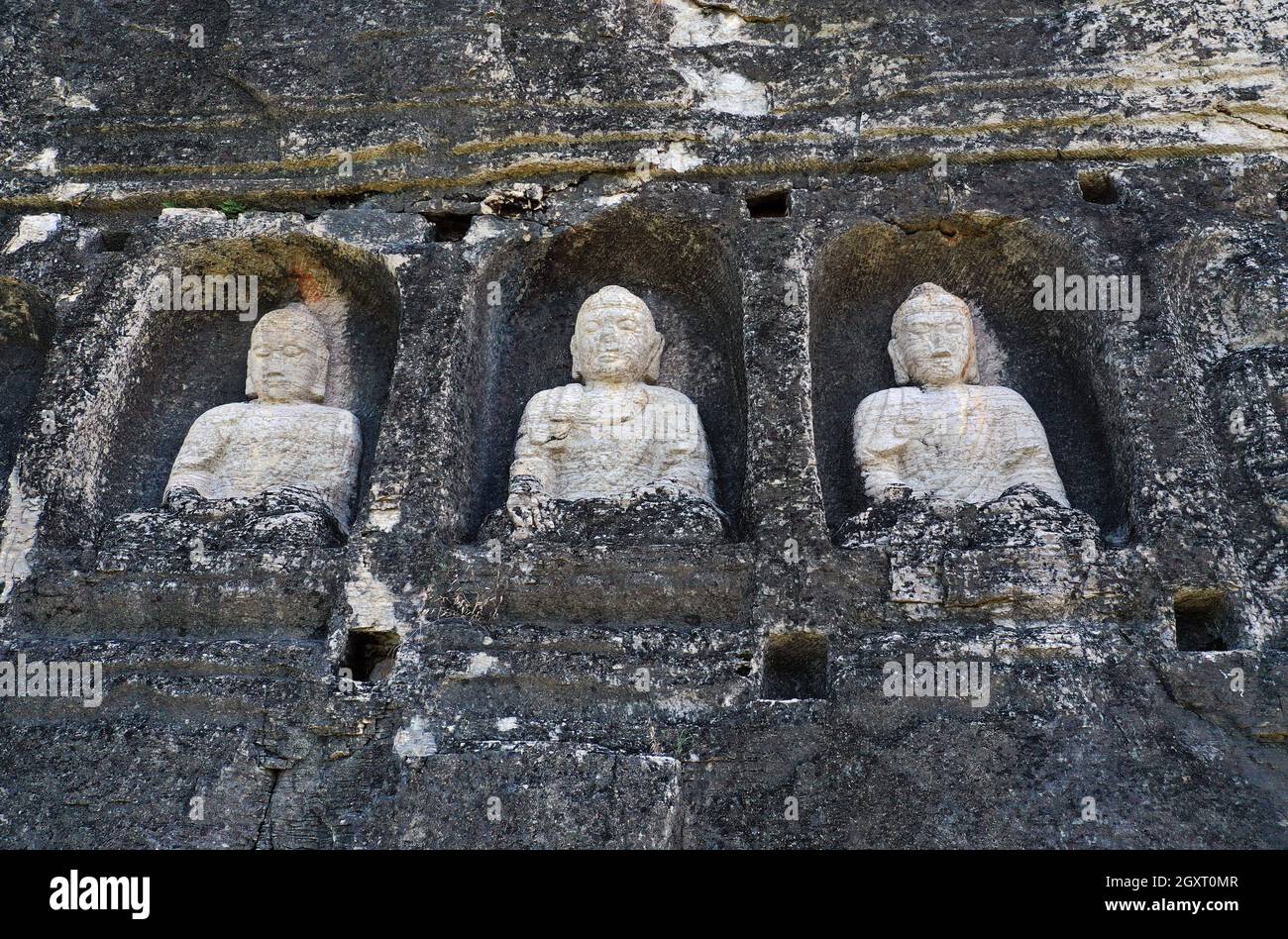 ZAOZHUANG, CHINA - SEPTEMBER 29, 2021 - A Tang Dynasty cliff statue at ...