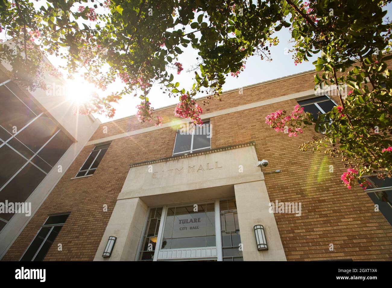 Tulare, California, USA - July 14, 2021: Morning sun shines on the ...