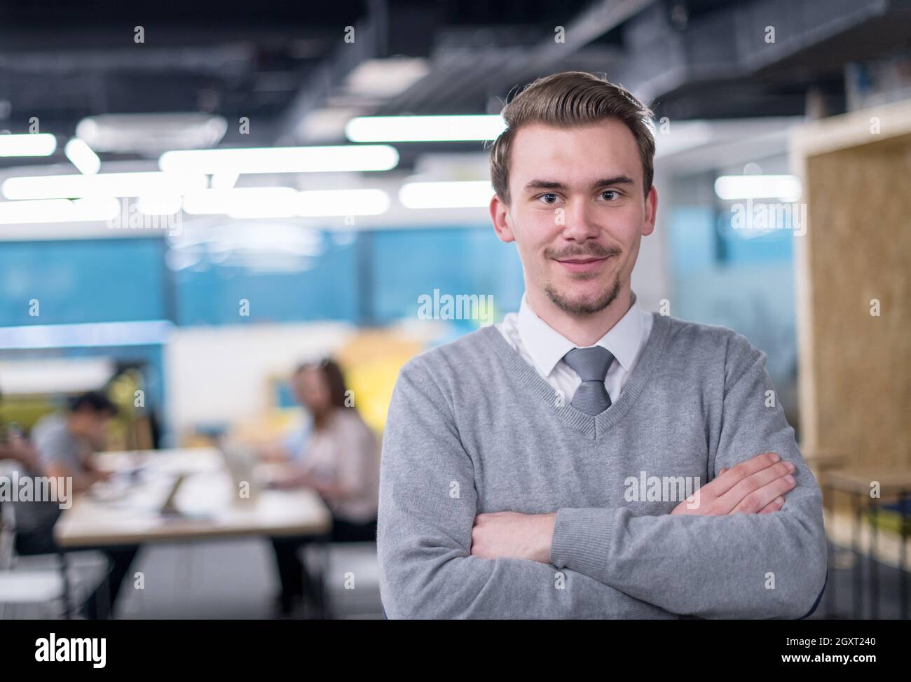 Portrait Of Successful Businessman Entrepreneur At Busy startup Office ...