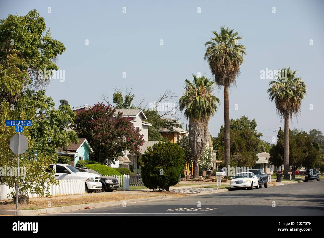 Morning view of a residential area of Tulare, California, USA Stock ...