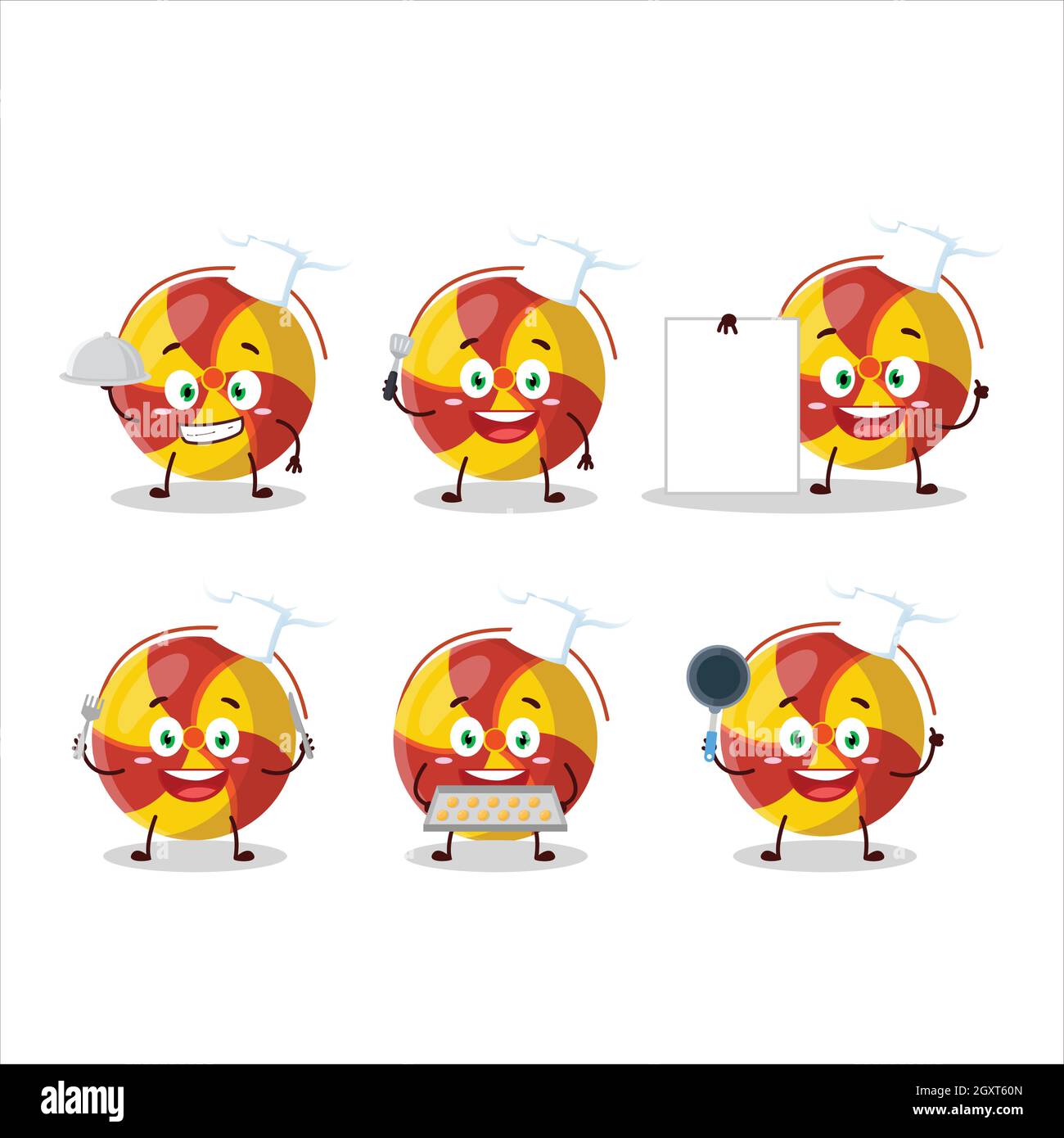 Cartoon character of ground spinners fireworks with various chef ...