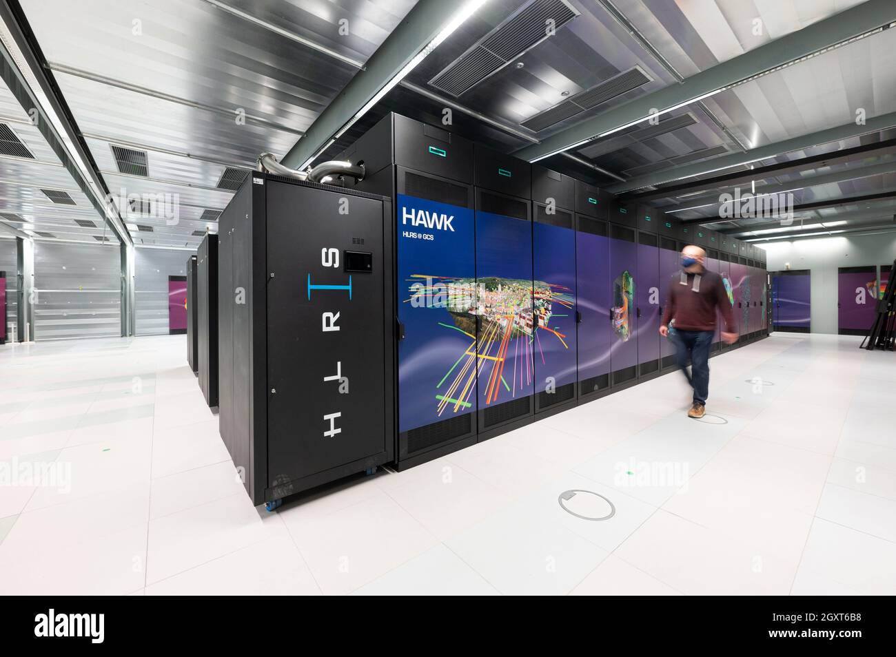 Stuttgart, Germany. 05th Oct, 2021. An employee of the High Performance Computing Center ...