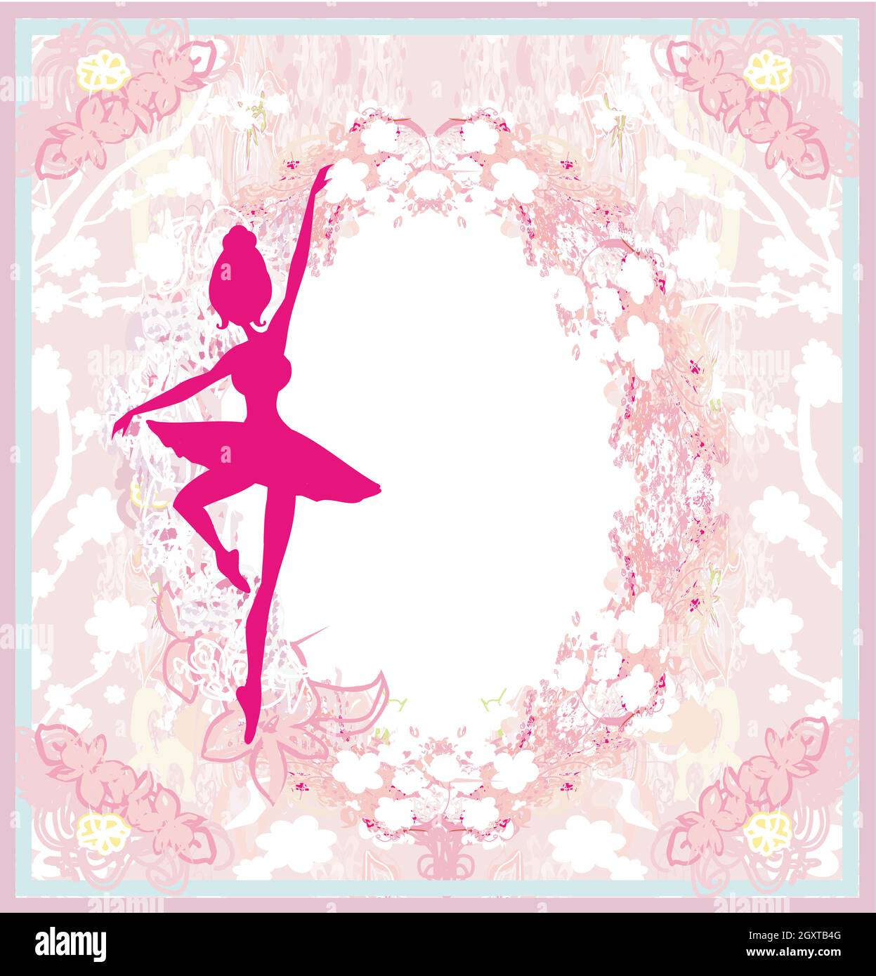 Beautiful ballerina - vintage floral frame Stock Photo - Alamy