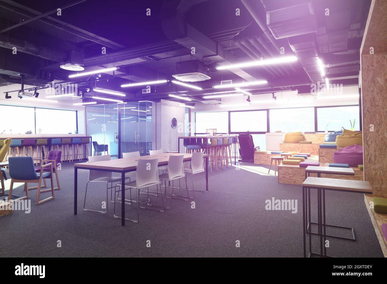 interior of relaxation area in Modern sunny bright Open Plan Office ...