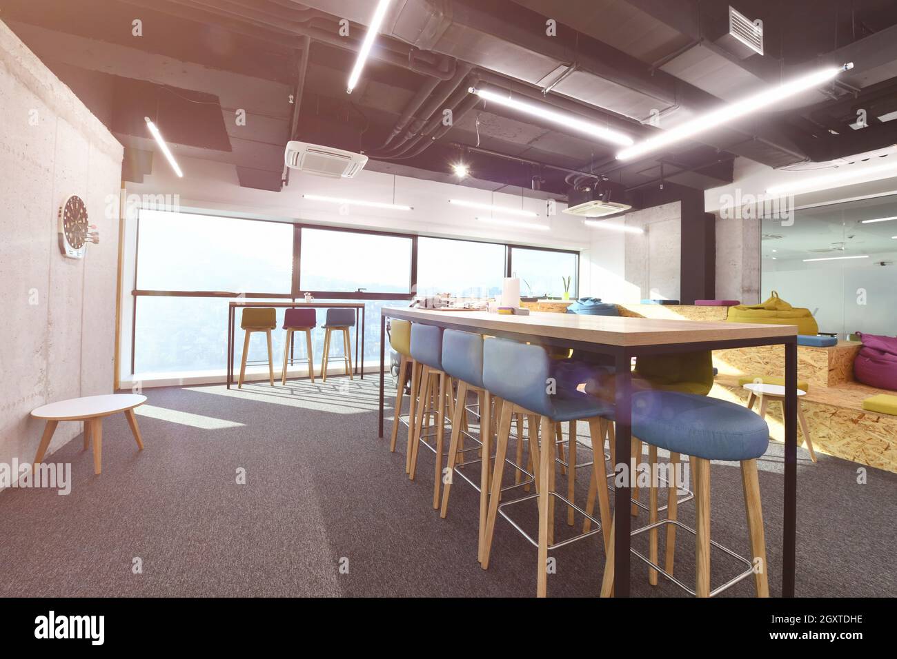 interior of relaxation area in Modern sunny bright Open Plan Office ...