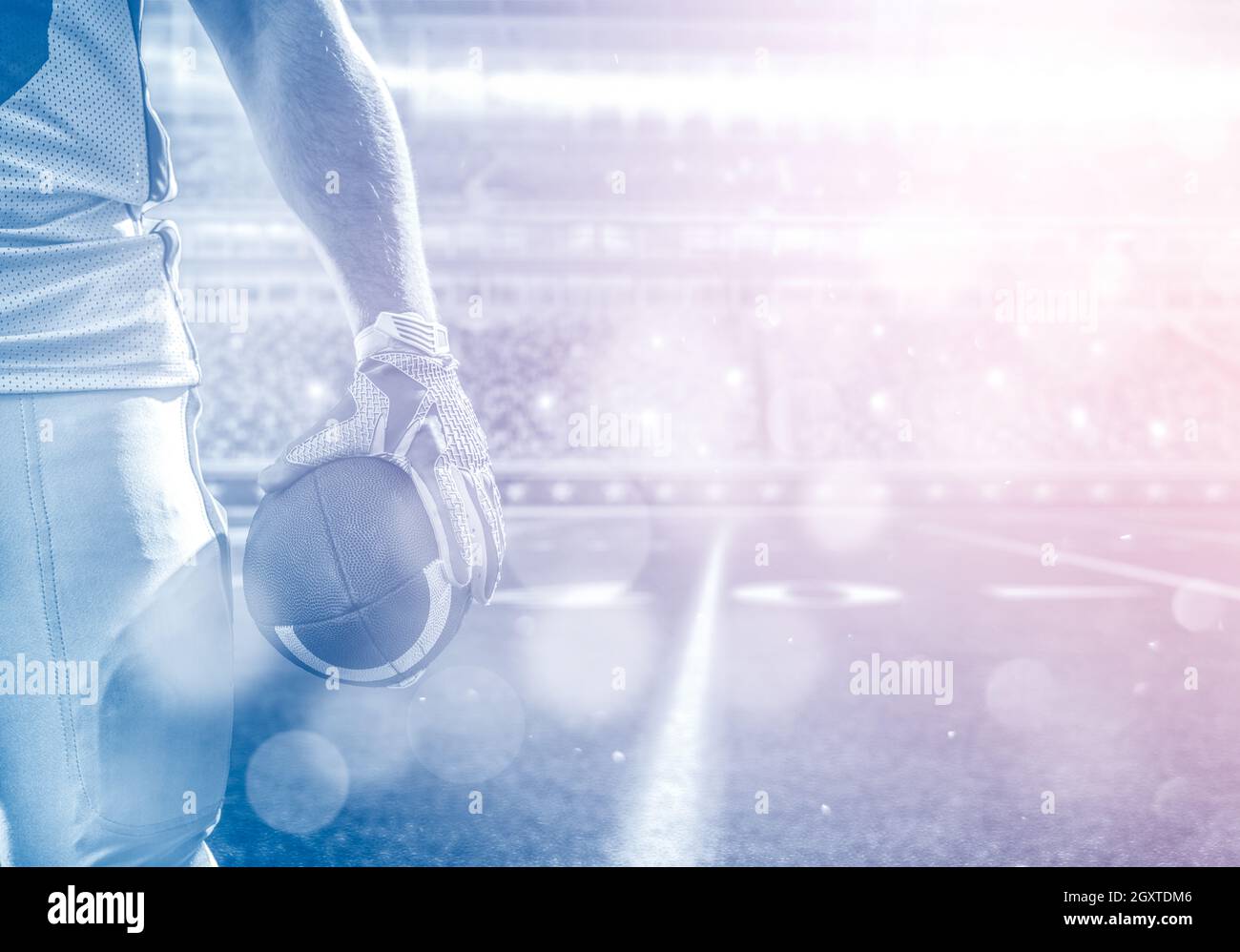 Closeup Portrait of a strong muscular American Football Player on big ...