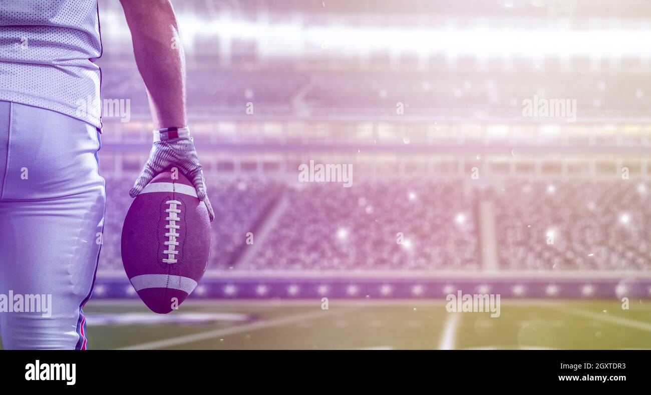 Closeup Portrait of a strong muscular American Football Player on big ...