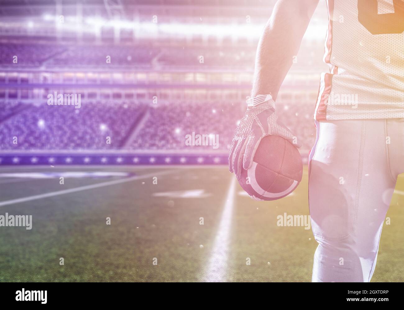 Closeup Portrait of a strong muscular American Football Player on big ...