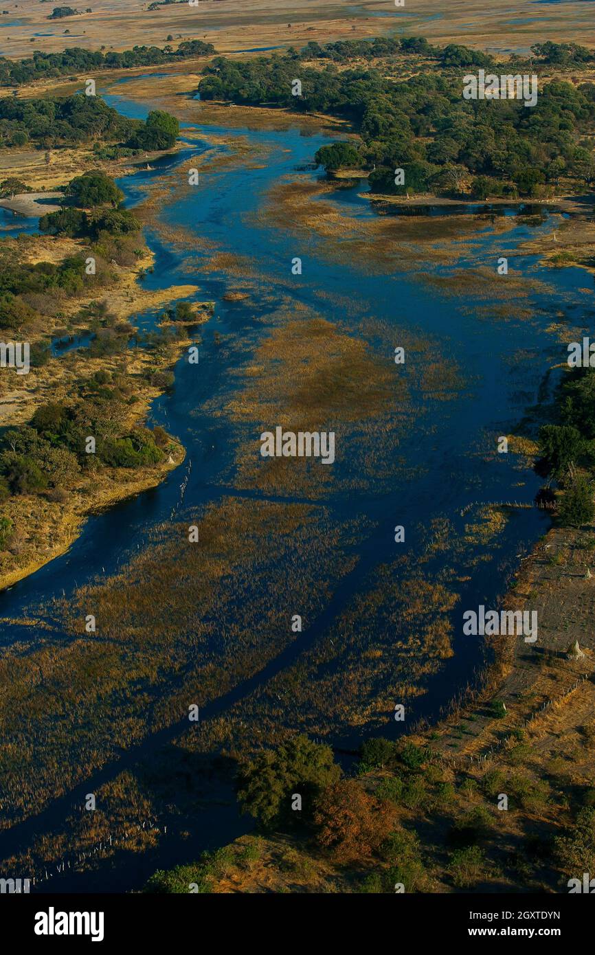 Aerial view of the great Okavango Delta, Moremi Game Reserve, Botswana ...