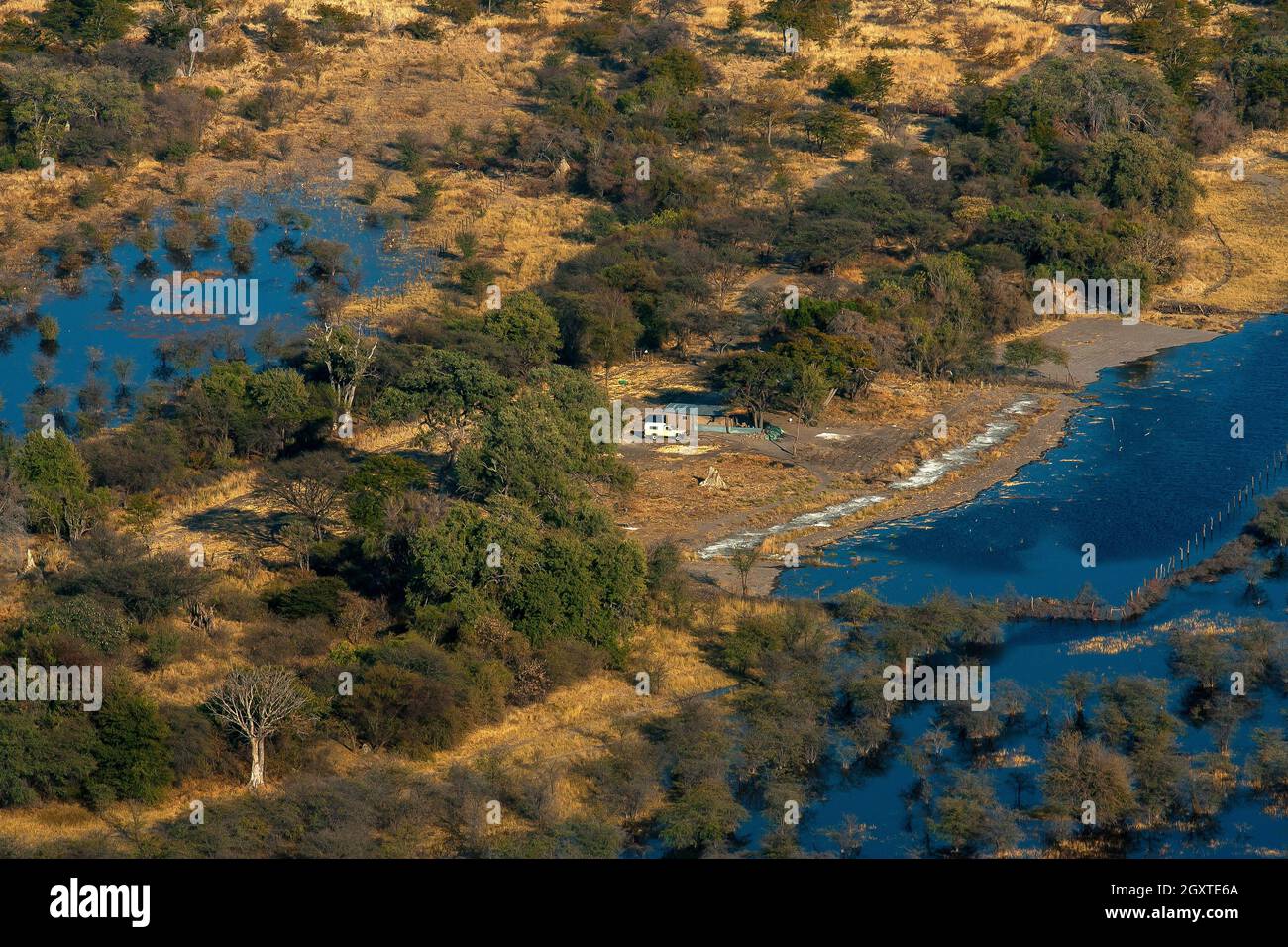 Aerial view of the great Okavango Delta, Moremi Game Reserve, Botswana ...