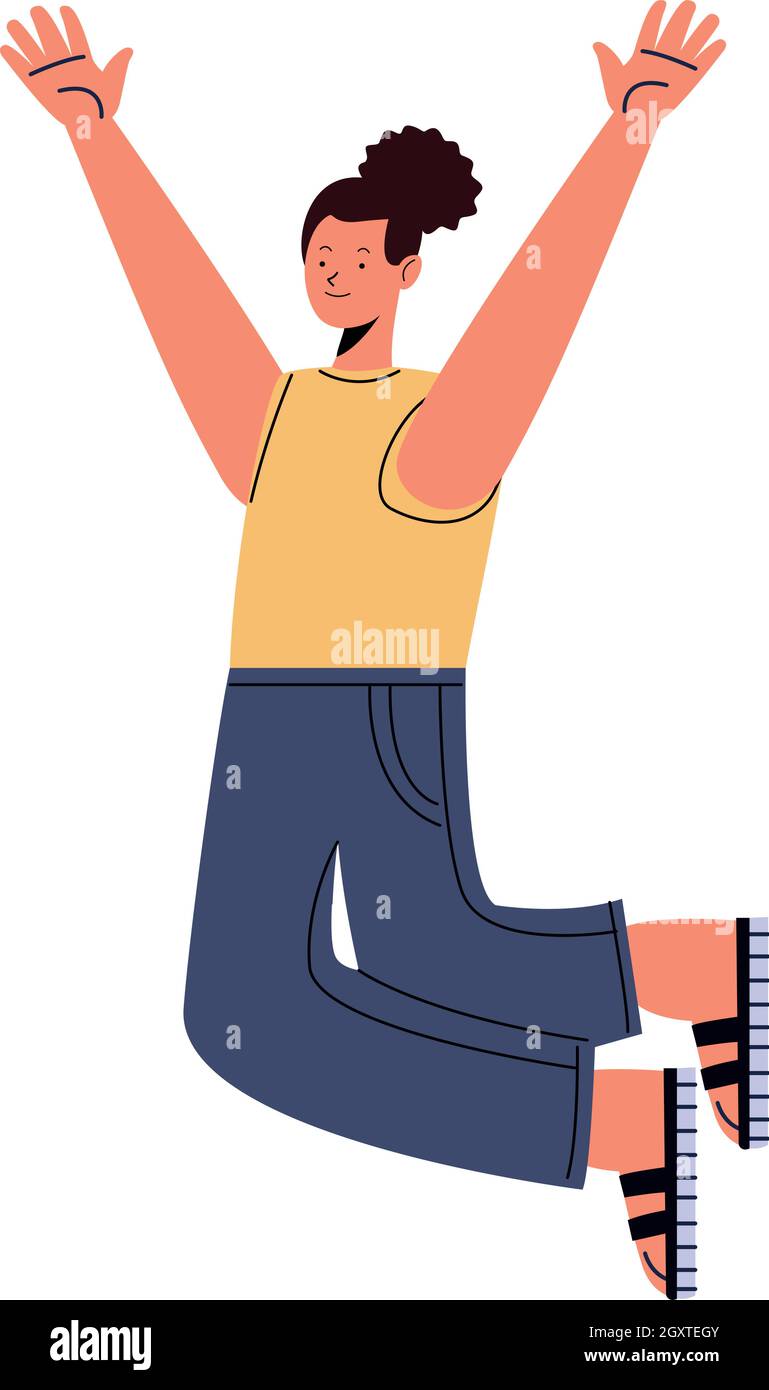 woman jumping character Stock Vector Image & Art - Alamy