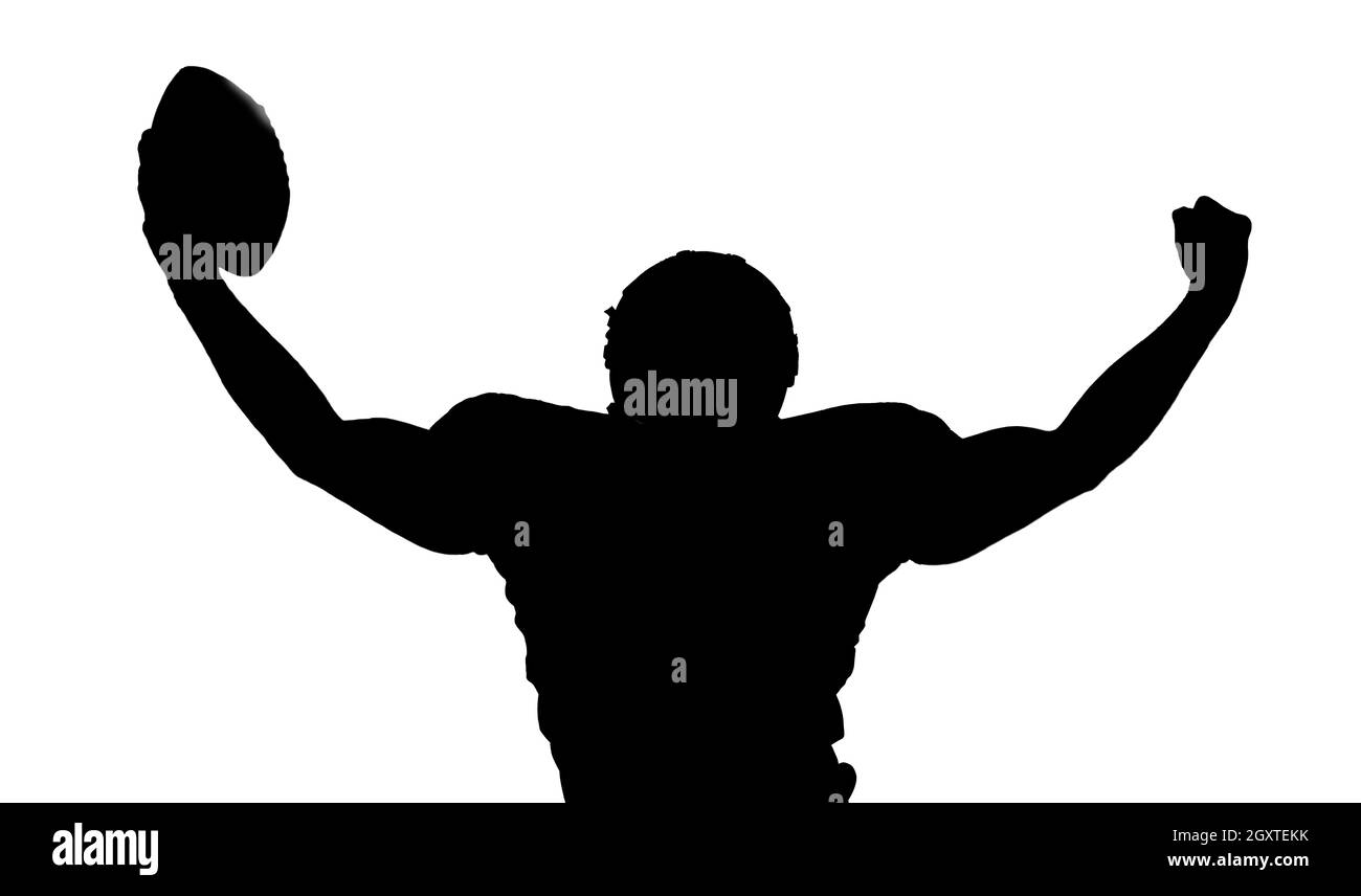 american football player celebrating after scoring a touchdown isolated ...