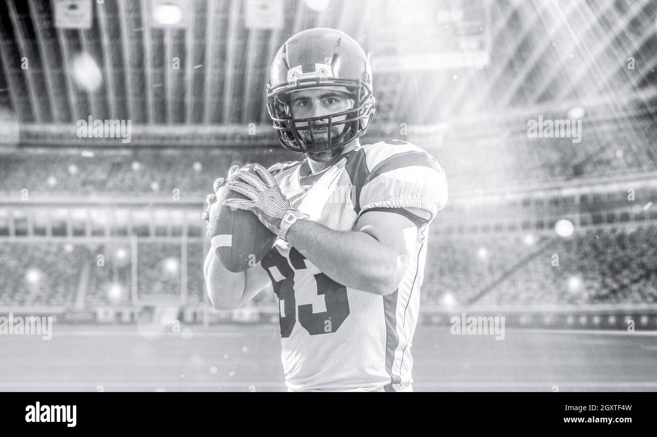one quarterback american football player throwing ball isolated on big ...