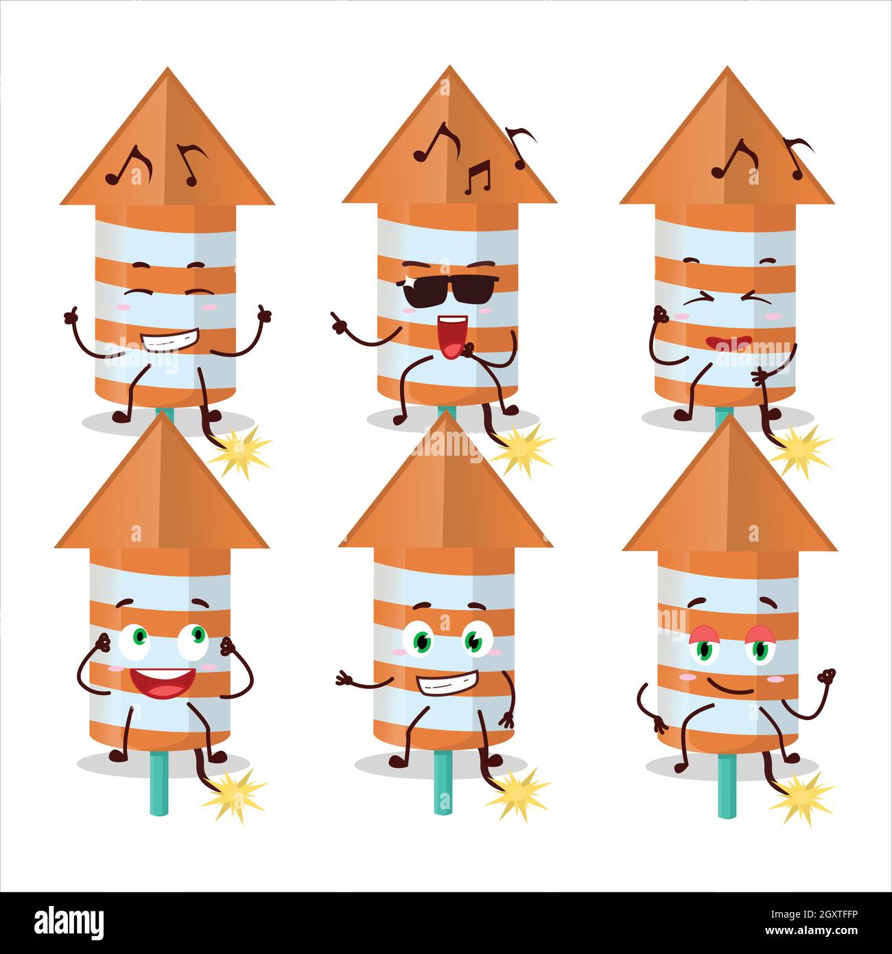 An image of rocket firework orange dancer cartoon character enjoying ...